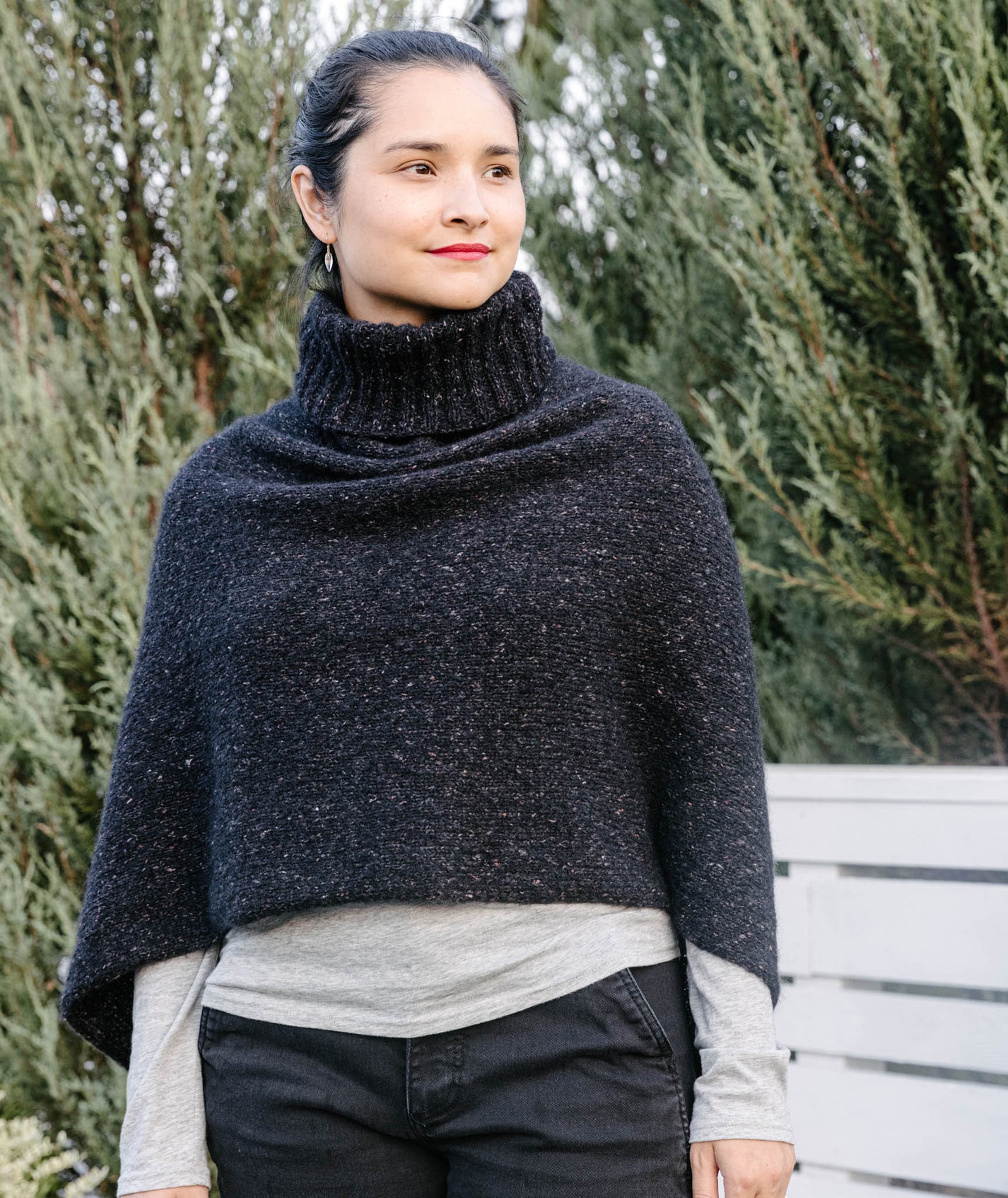 Easy Folded Poncho: Ribbed Cowl Version Using Rowan Fine Tweed Haze ...