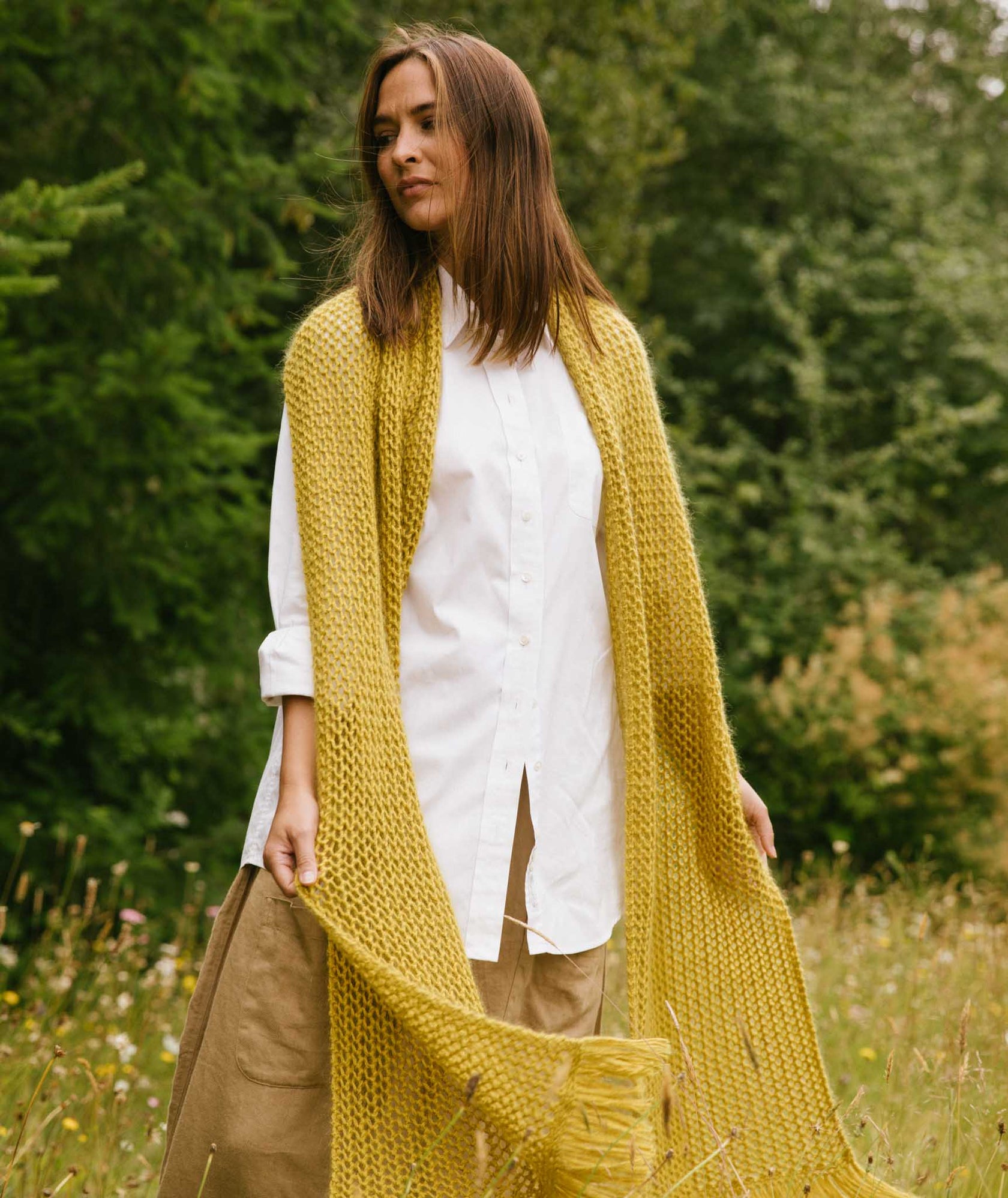Easy Eyelet Wrap Using Rowan Kidsilk Haze and Softyak DK – Churchmouse ...