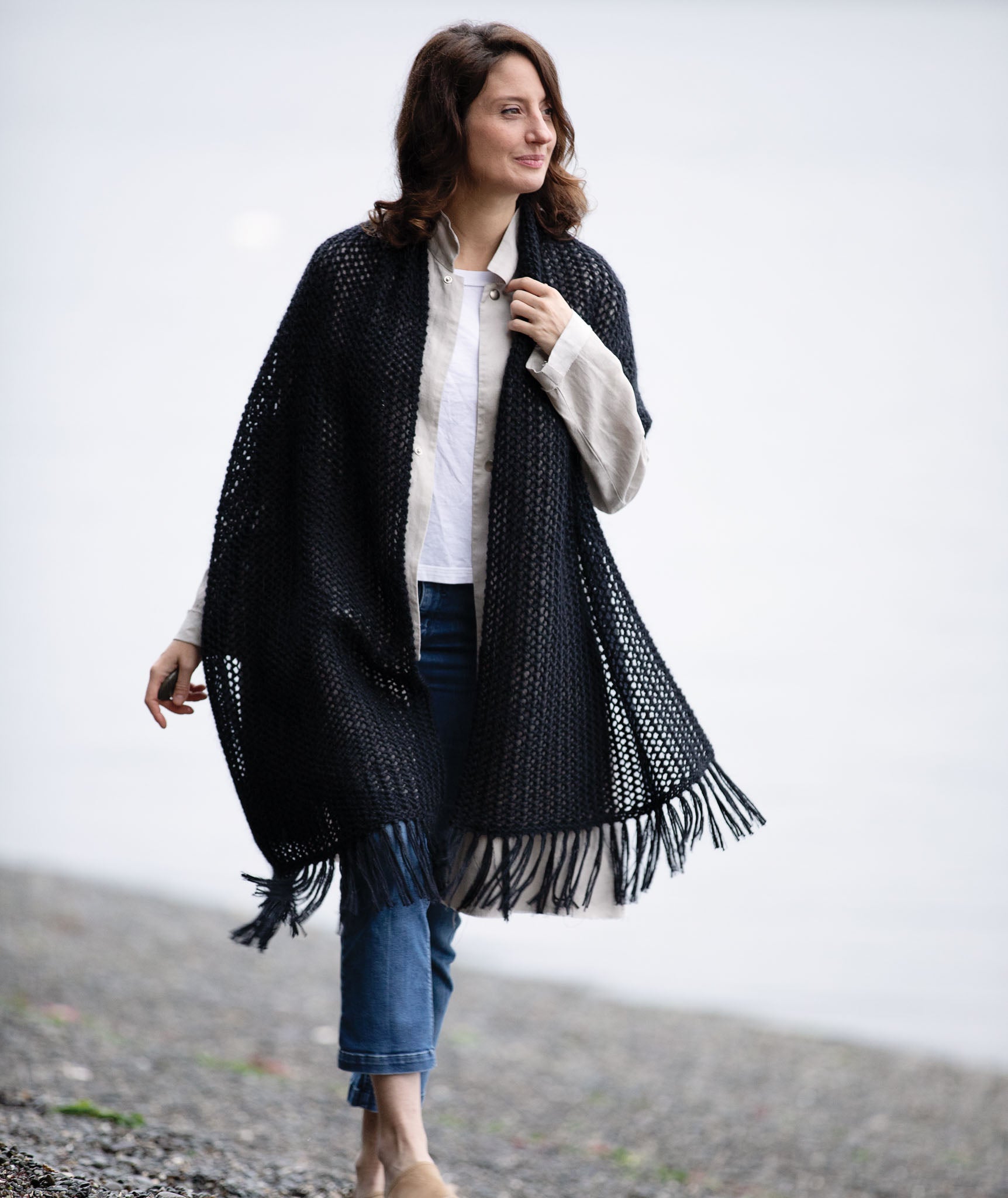 Easy Eyelet Wrap Using Rowan Kidsilk Haze and Softyak DK – Churchmouse ...