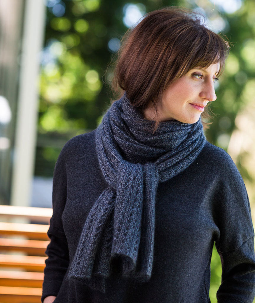 Ribbed Lace Scarf Using Madelinetosh Tosh Silk Cloud – Churchmouse ...